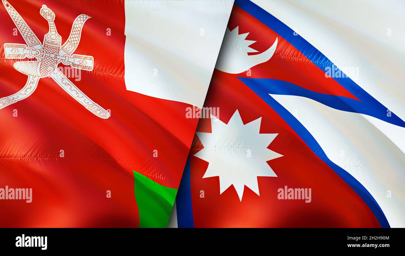 Oman and Nepal flags. 3D Waving flag design. Nepal Oman flag, picture ...