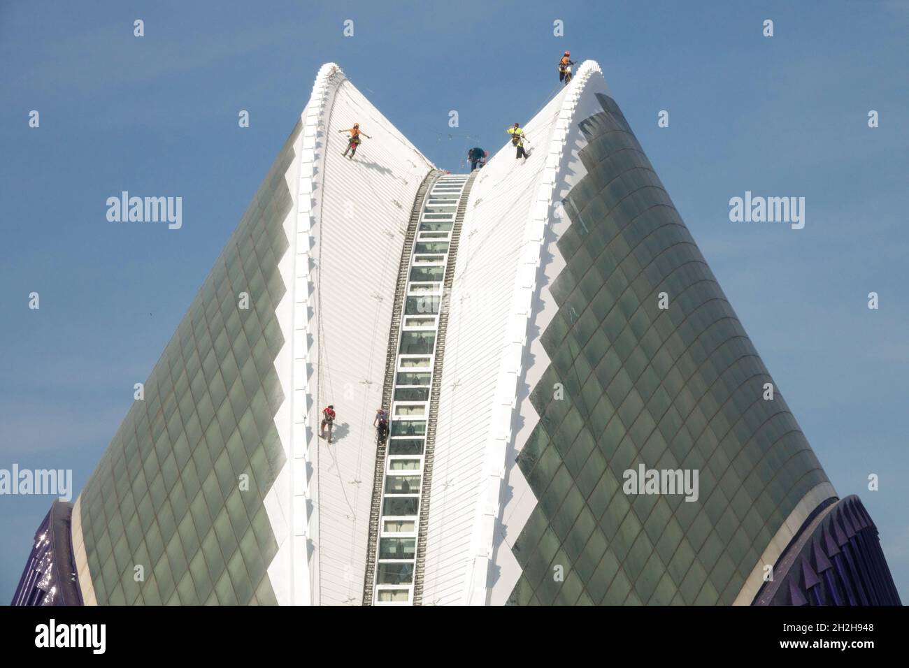 Workers The Agora Valencia Spain modern architecture Stock Photo - Alamy