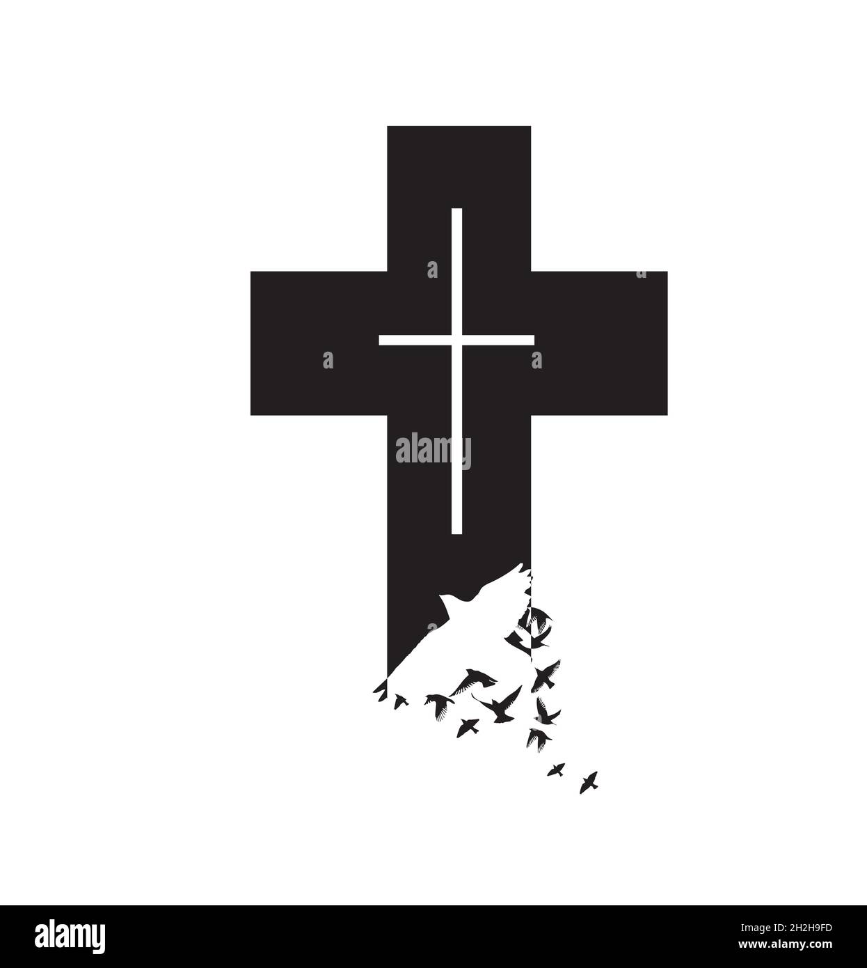 A cross of flying birds. Vector illustration Stock Vector Image & Art ...