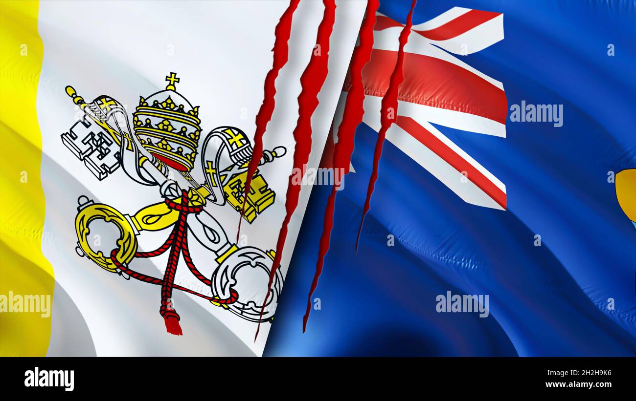 Vatican and Saint Helena flags with scar concept. Waving flag,3D ...