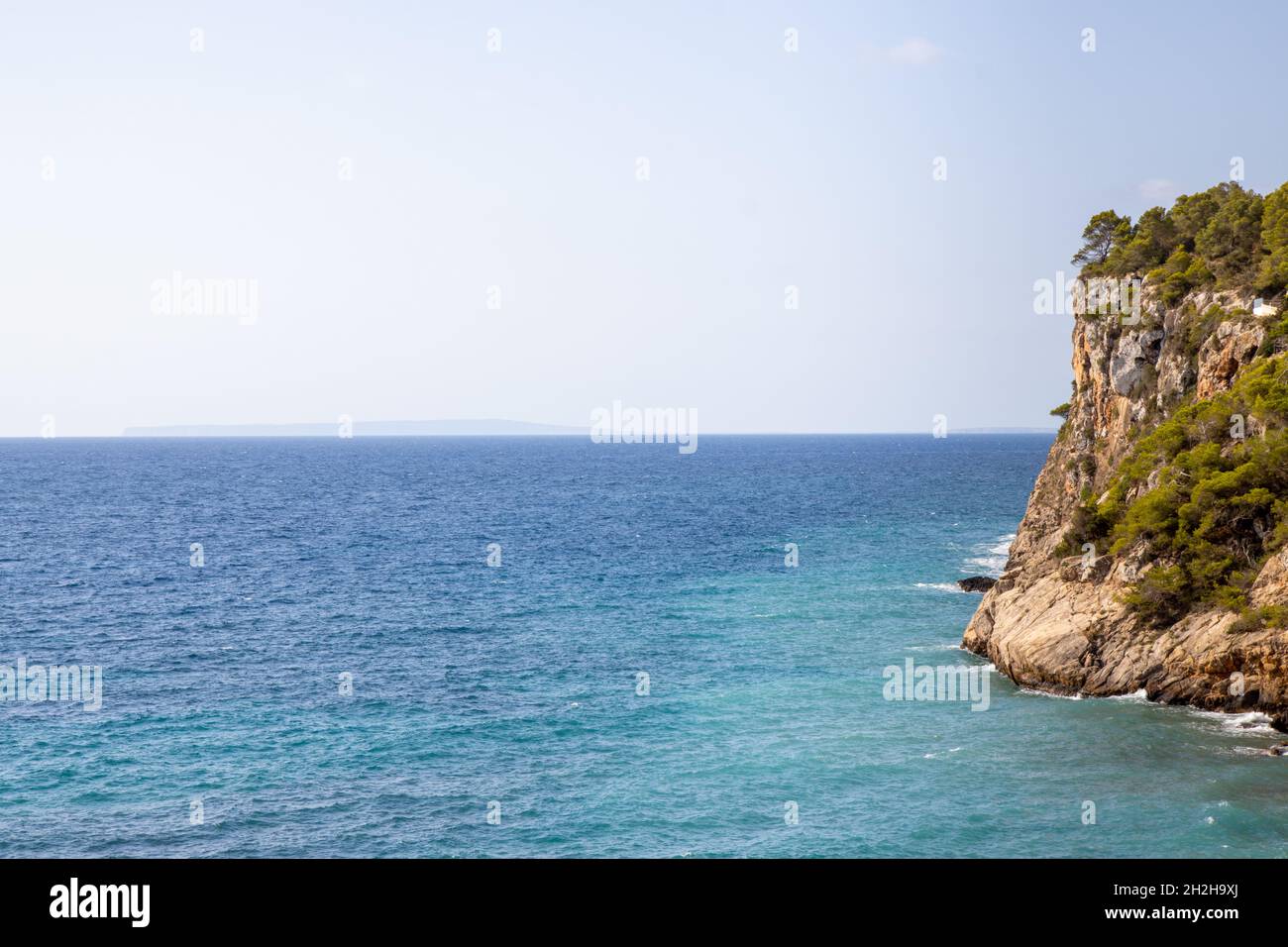 Photo of the Spanish island of Ibiza showing the cliff front and the ...