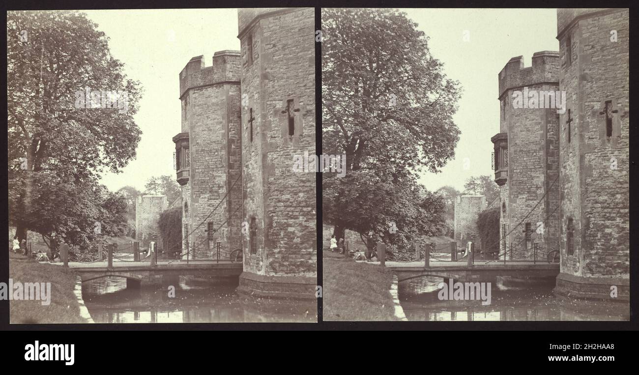 Bishop's Palace, Wells, Mendip, Somerset, 1913. Stereoscopic view ...