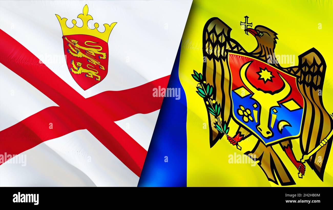 Jersey and Moldova flags. 3D Waving flag design. Moldova Jersey flag ...