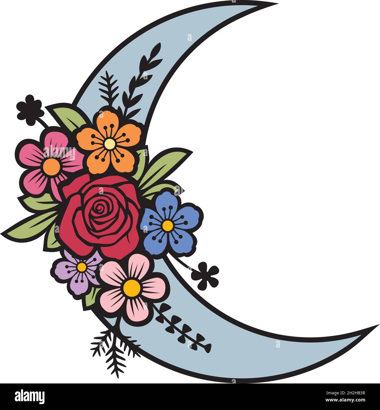 Floral moon vector illustration Stock Vector Image & Art - Alamy