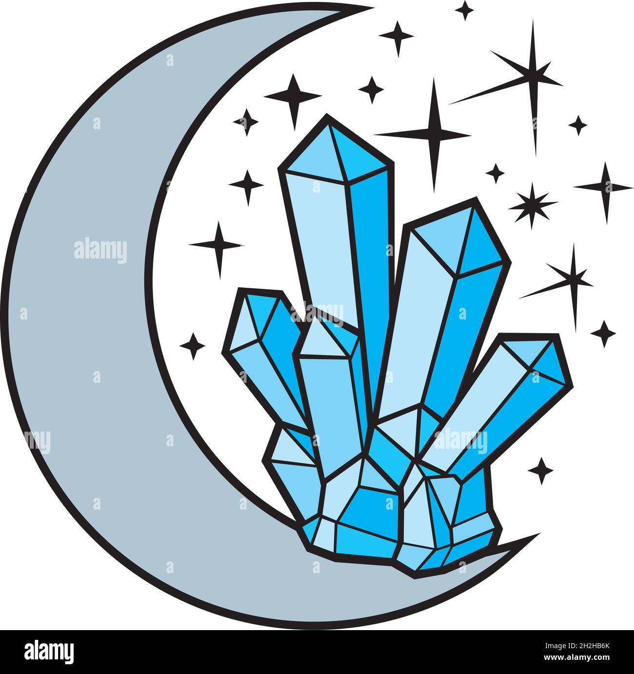 Crystal Moon color vector illustration Stock Vector Image & Art - Alamy