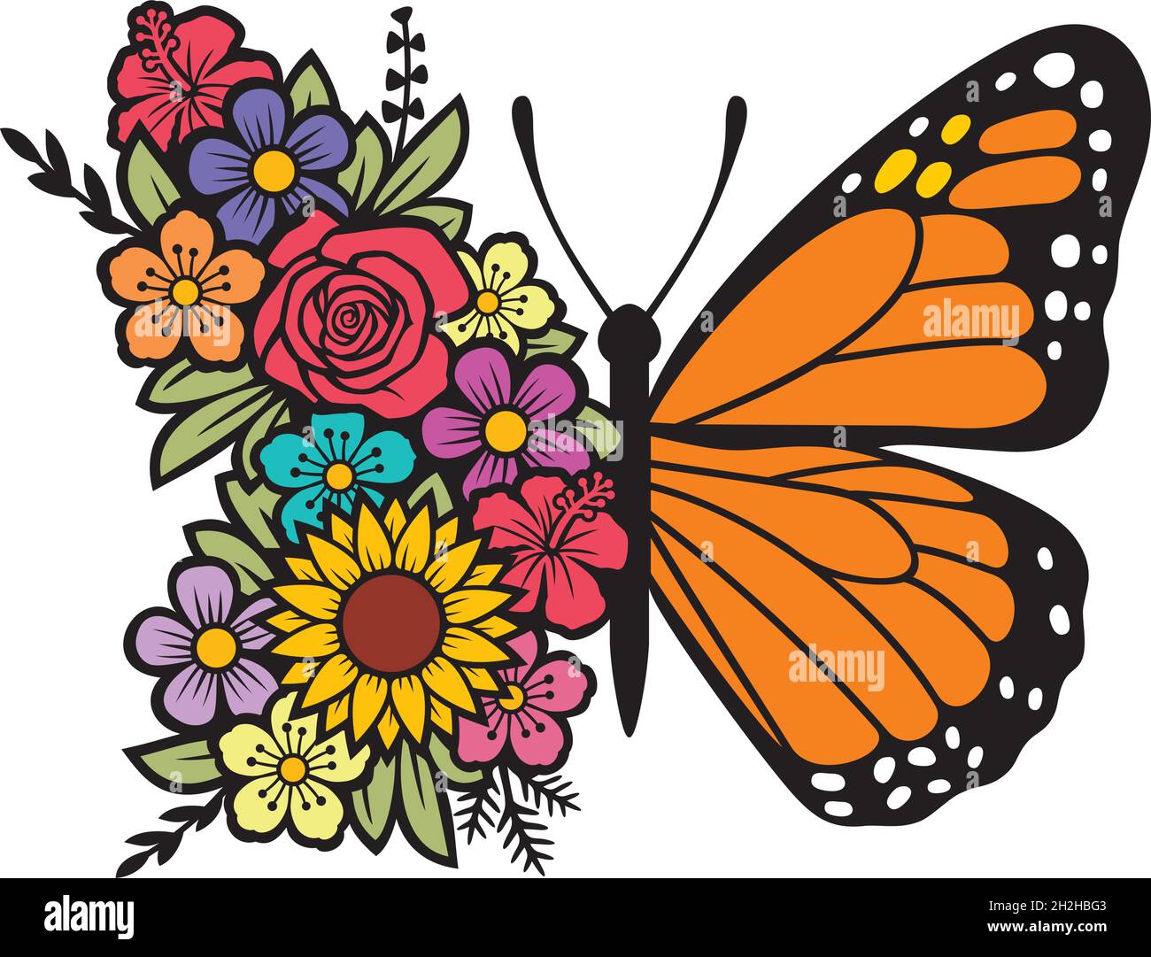 Floral butterfly color vector illustration Stock Vector Image & Art - Alamy