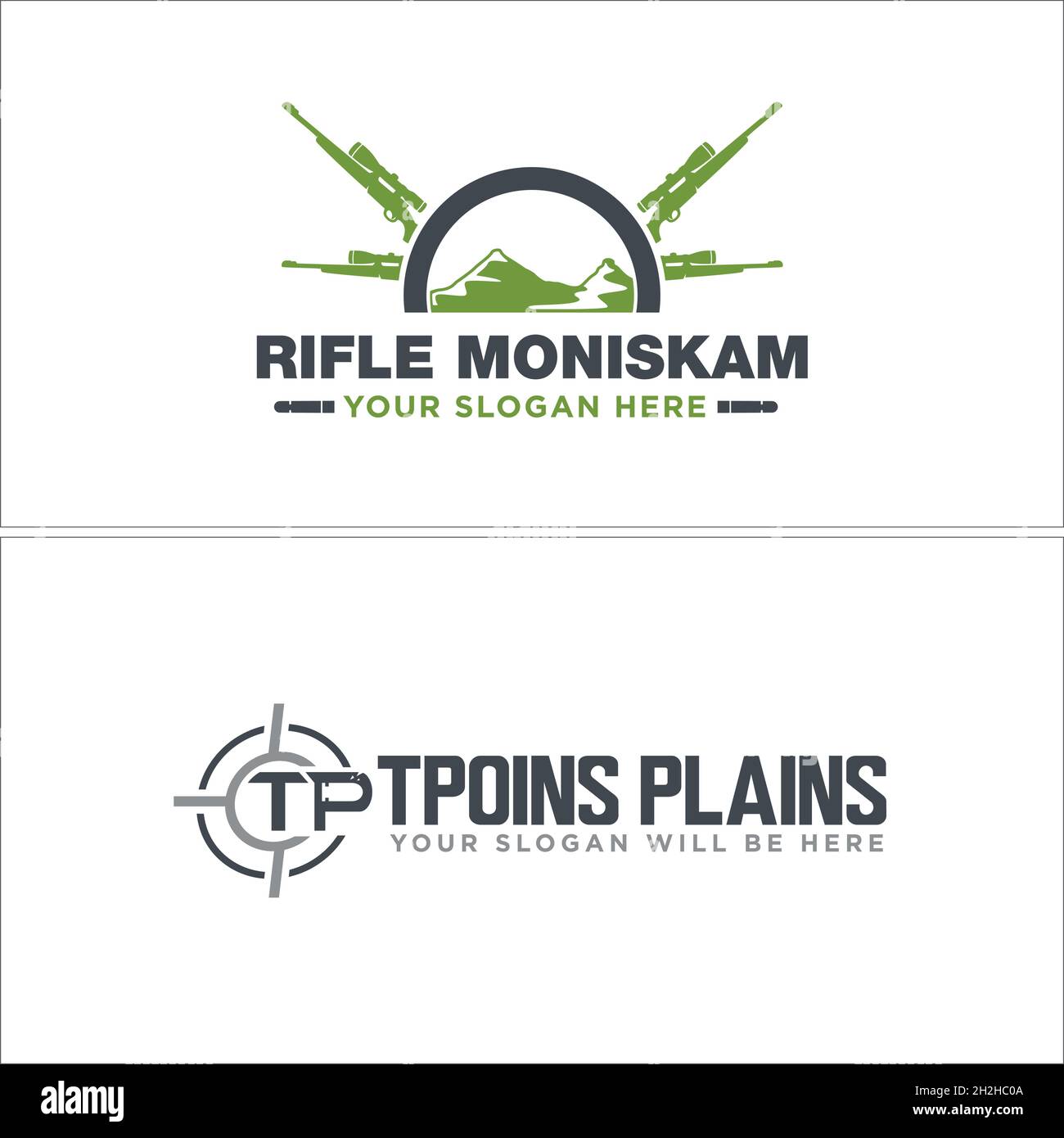 Modern adventure hunt rifle mountain logo design Stock Vector Image ...