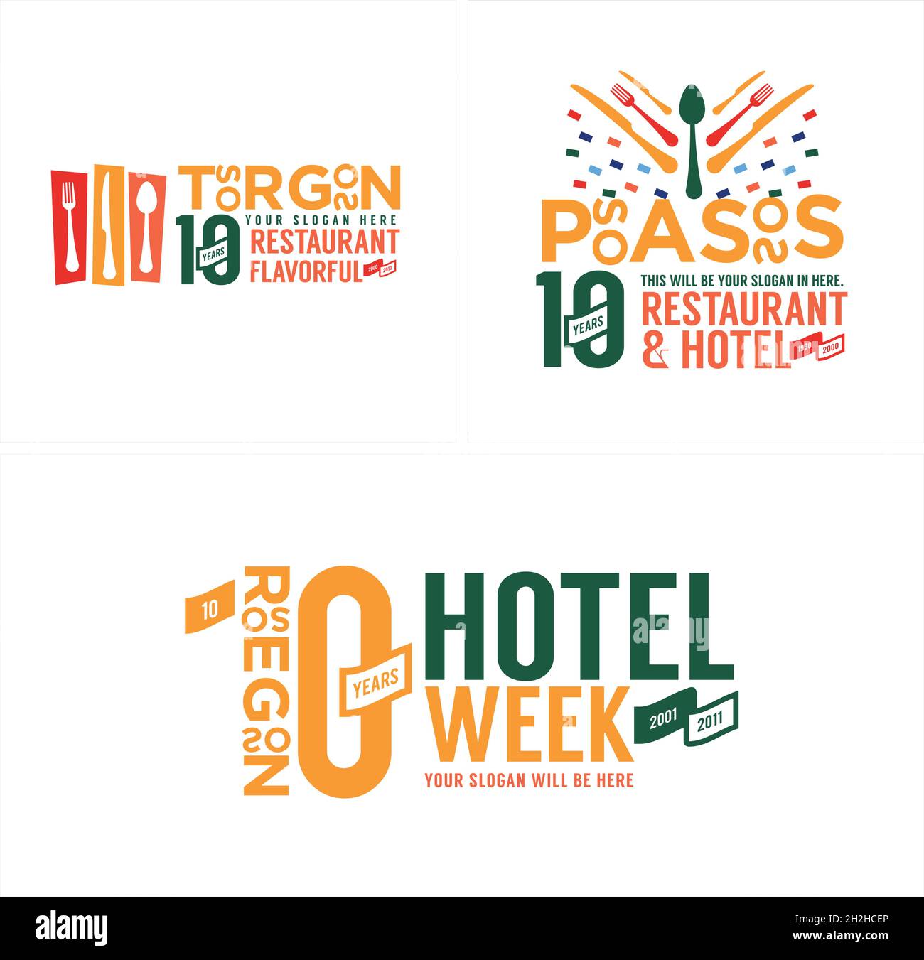 Modern celebration event restaurant 10th anniversary logo design Stock ...