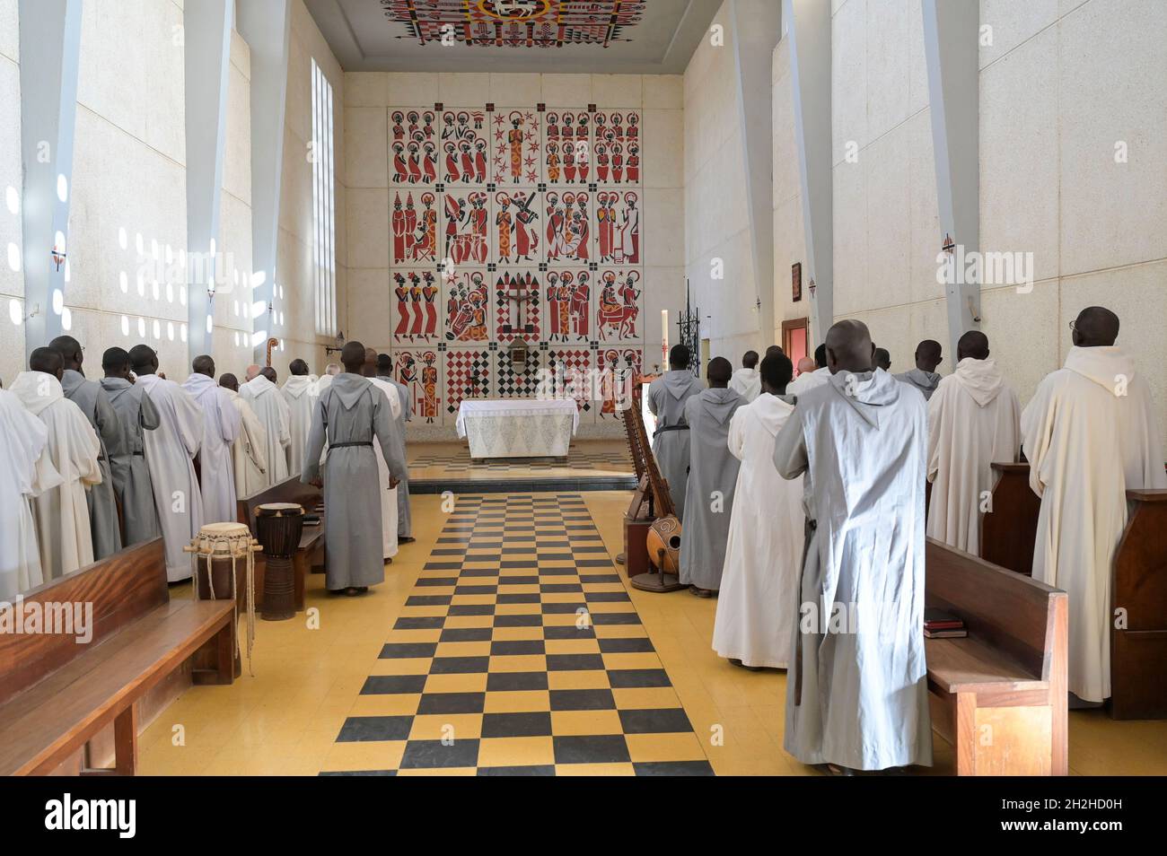 SENEGAL, Benedictine monastery Keur Moussa, monks recite Gregorian ...