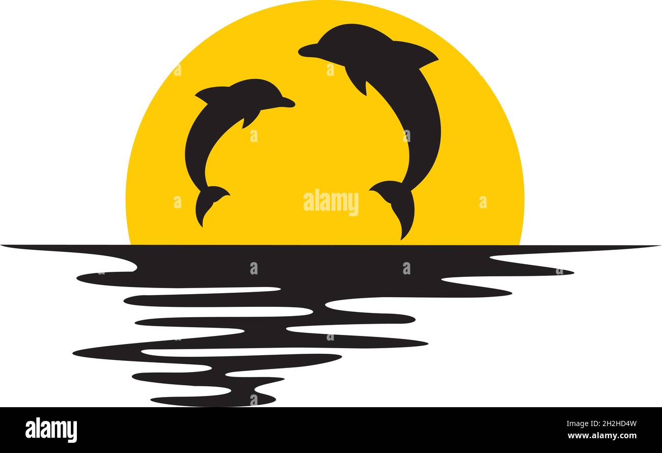 Dolphin sunset color vector illustration Stock Vector Image & Art - Alamy