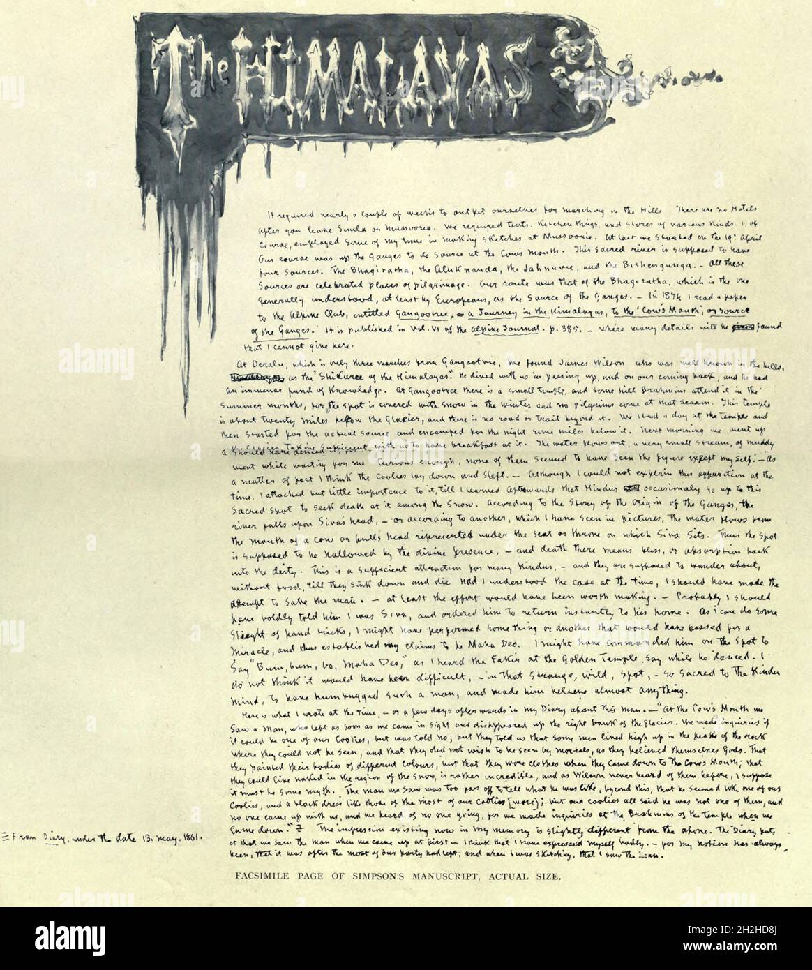 FACSIMILE PAGE OP SIMPSON'S MANUSCRIPT from the book ' The ...