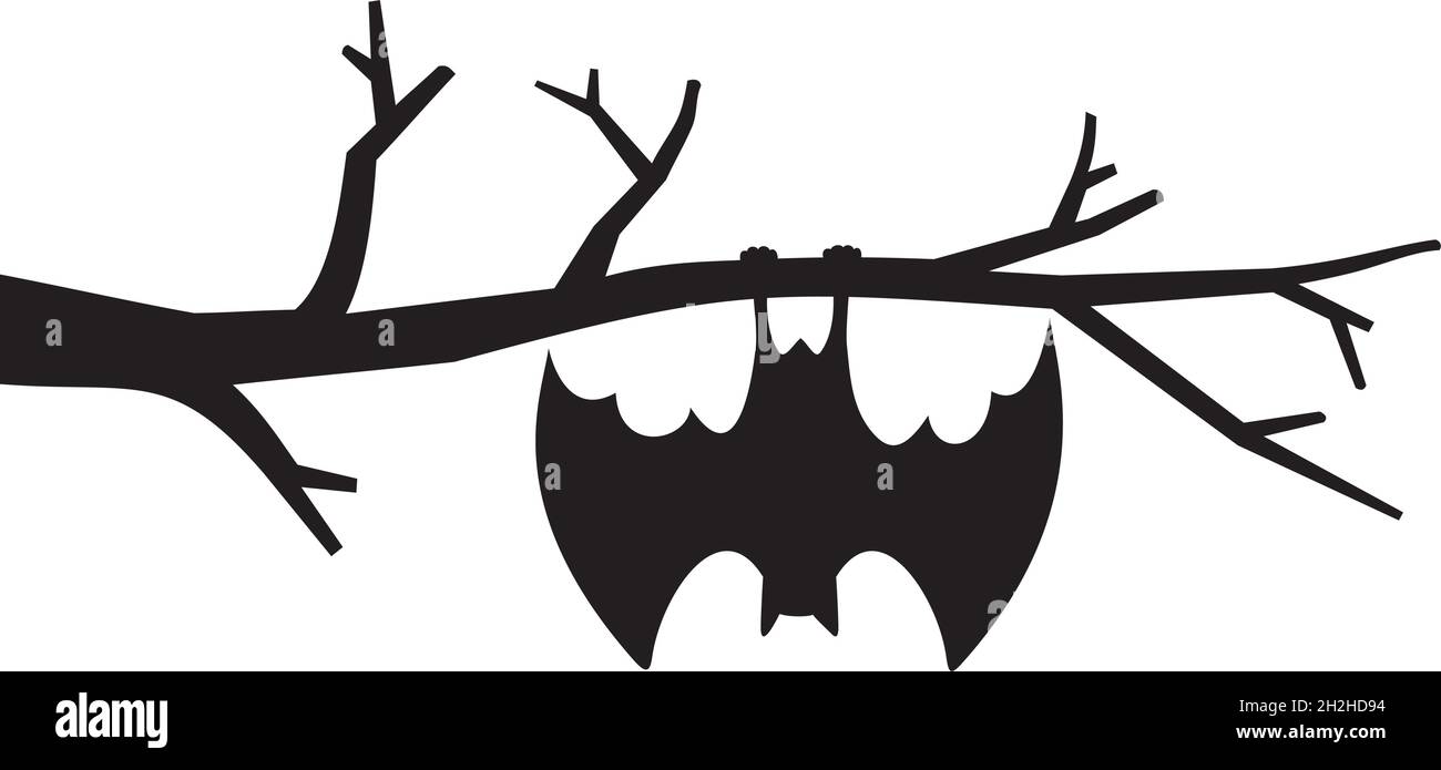 Bat hanging from tree vector illustration Stock Vector Image & Art - Alamy