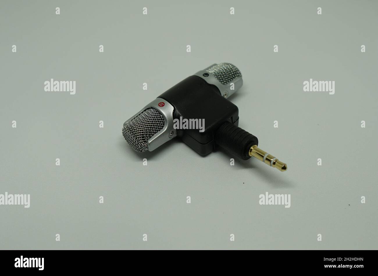 Closeup shot of a Mini Mic Digital stereo microphone for recorders ...