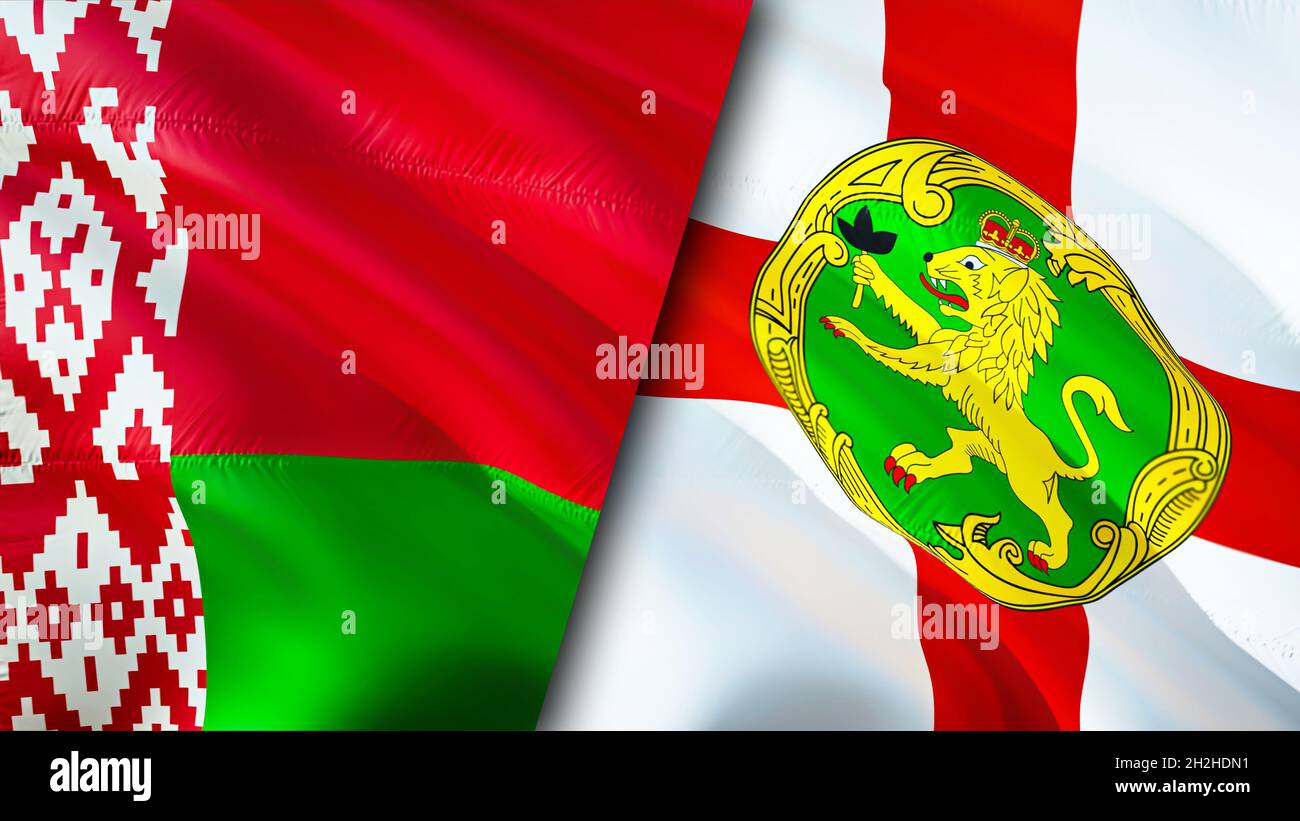 Belarus and Alderney flags. 3D Waving flag design. Alderney Belarus ...