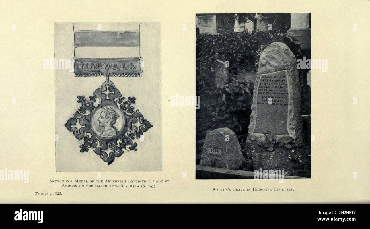 Medal and Tomb of William Simpson from the book ' The autobiography of ...