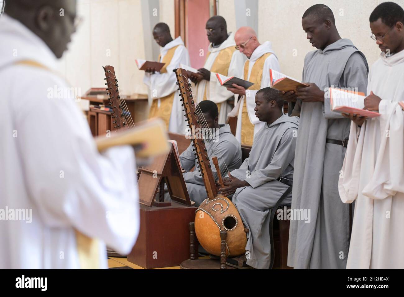 SENEGAL, Benedictine monastery Keur Moussa, monks recite Gregorian ...