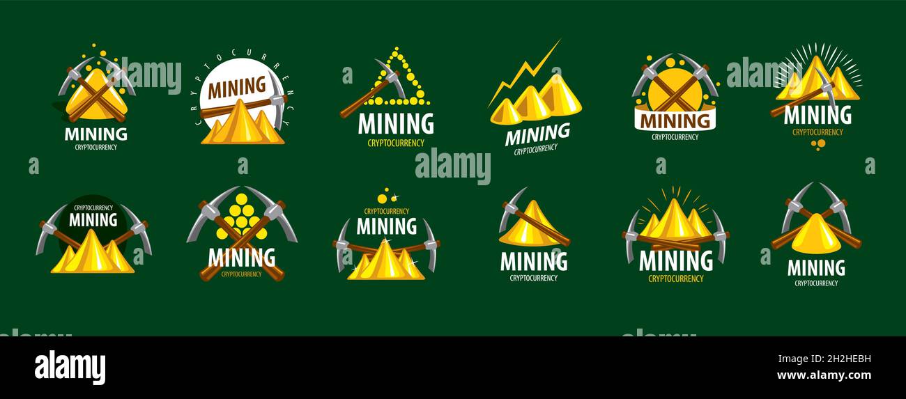 Digital currency mining. Pick and gold. Vector illustration Stock ...