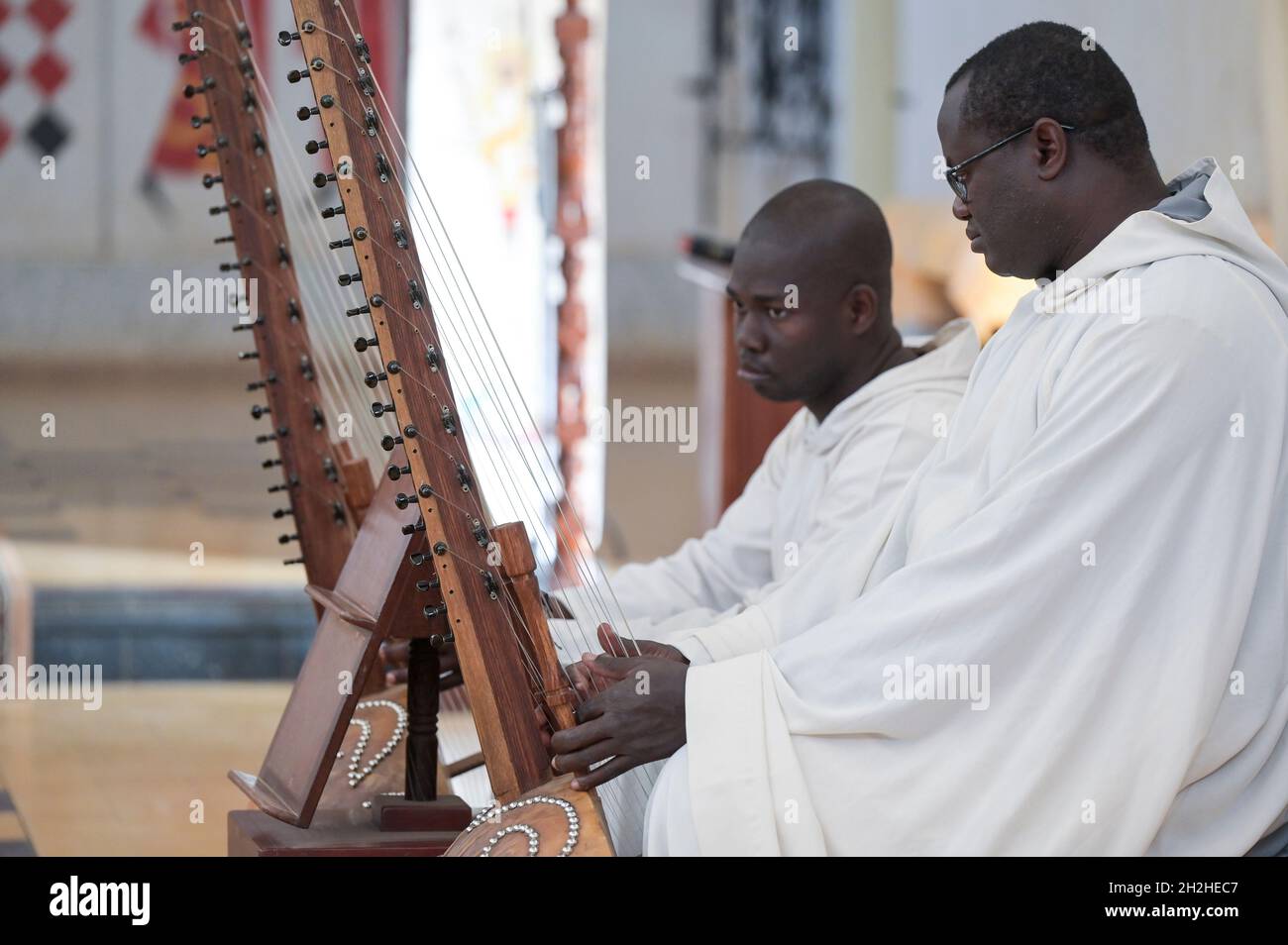 SENEGAL, Benedictine monastery Keur Moussa, monks recite Gregorian ...