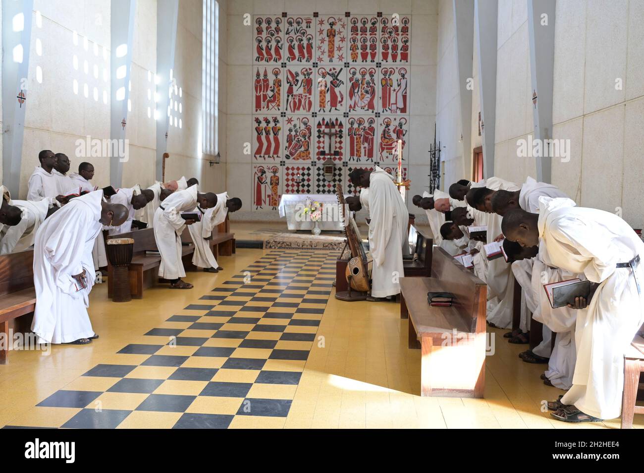 SENEGAL, Benedictine monastery Keur Moussa, monks recite Gregorian ...