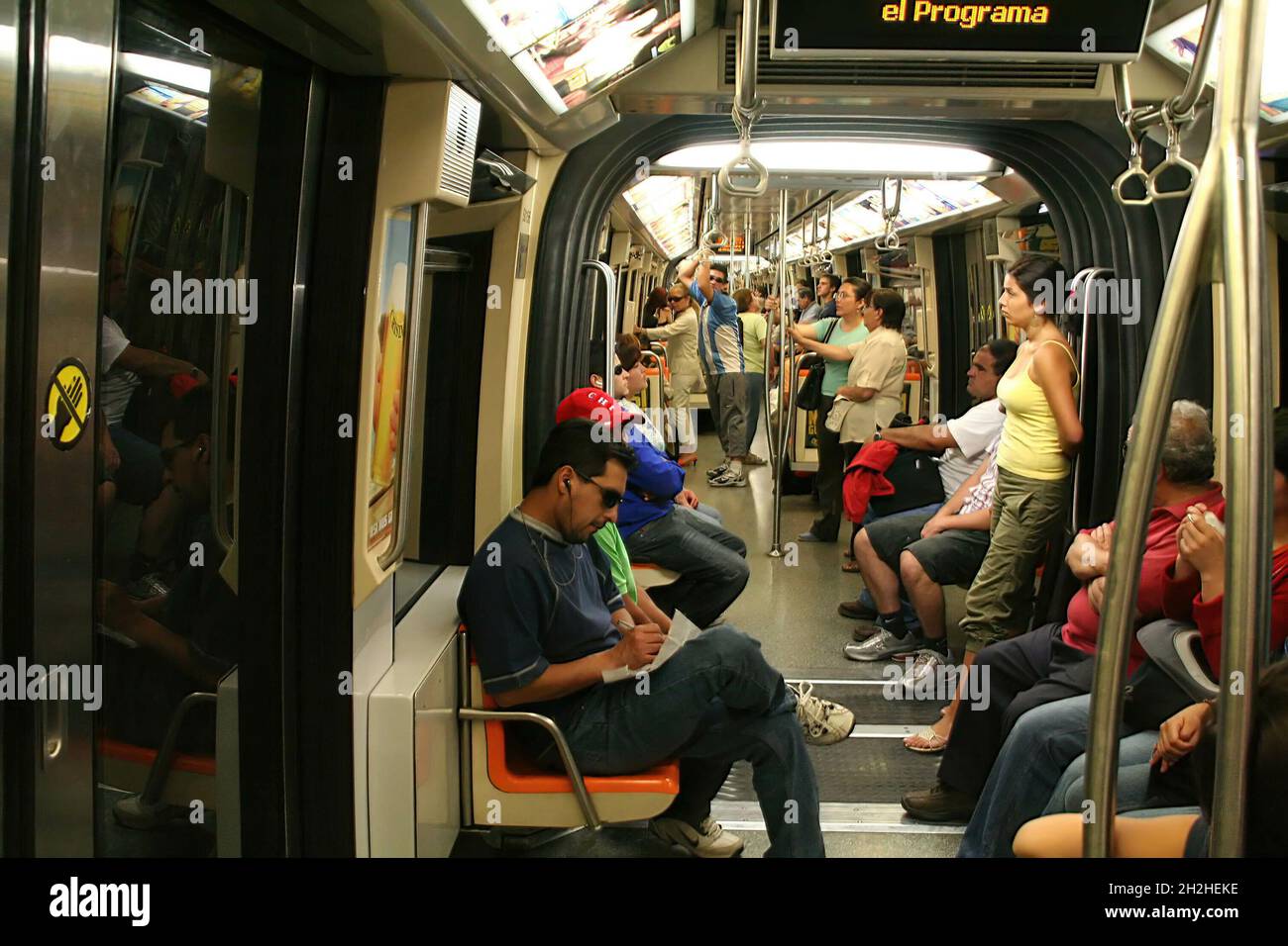 SANTIAGO, CHILE - Dec 24, 2006: The interior of a subway car in ...