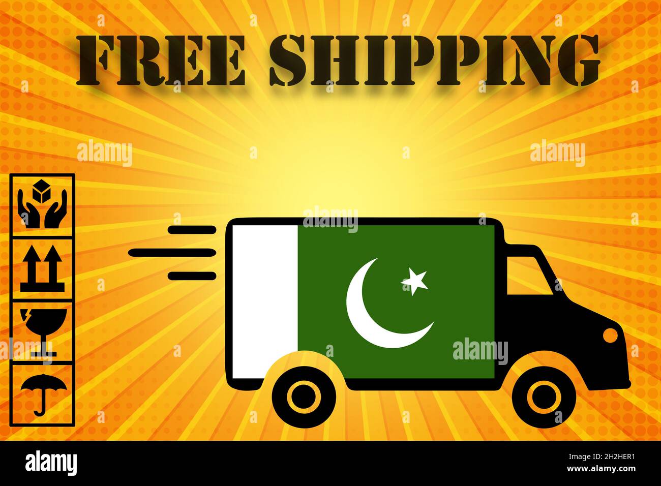 Pakistan Logistics Concept. black Commercial Industrial Cargo Delivery ...