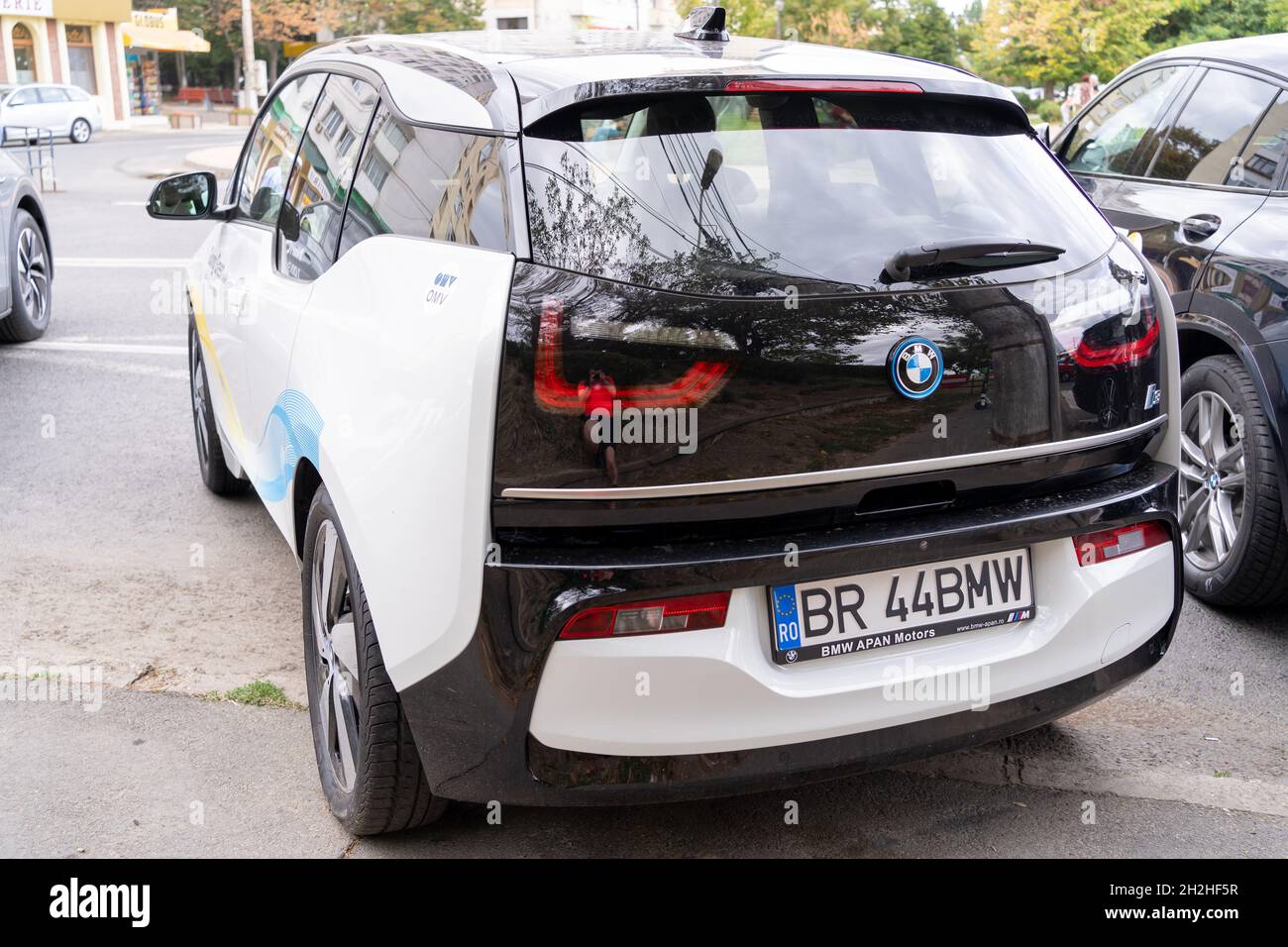 Galati, Romania - September 15, 2021: 2021 Electric car BMW i3 rear ...