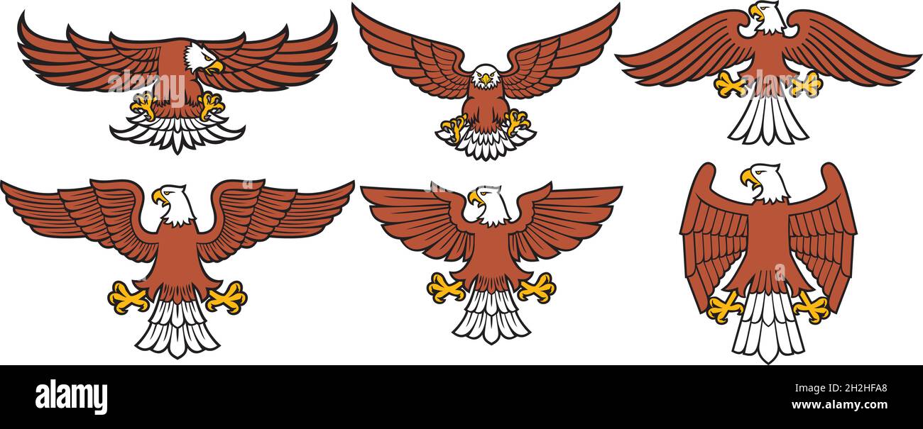 Heraldic American eagles icons set vector illustration Stock Vector ...