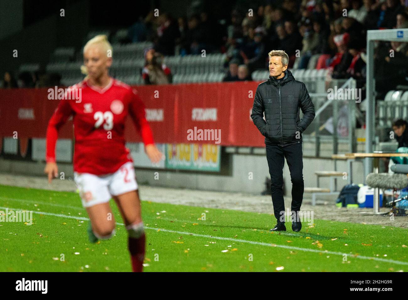 Viborg, Denmark. 21st Oct, 2021. Head coach Lars Sondergaard of Denmark ...