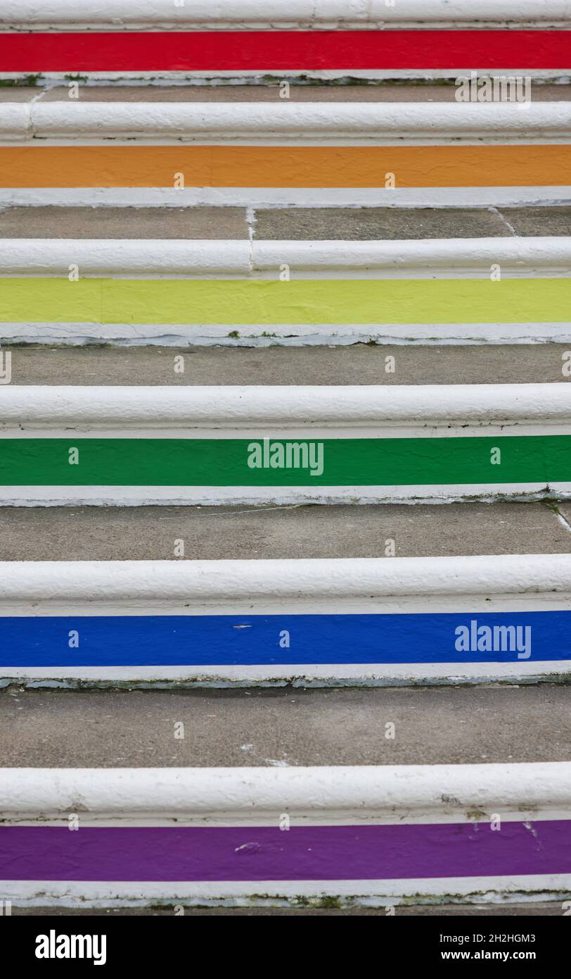 Bright colours painted steps Stock Photo - Alamy