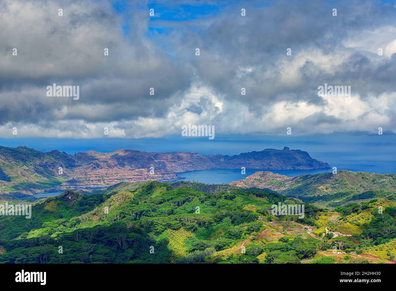 Marquesas Islands, Nuku Hiva, French Polynesia: overview of the Bay of ...