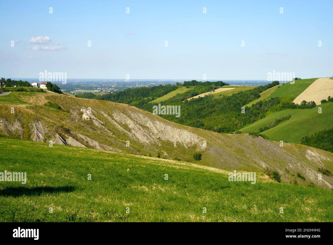 Country landscape at spring at Rivalta di Lesignano Bagni, Parma ...