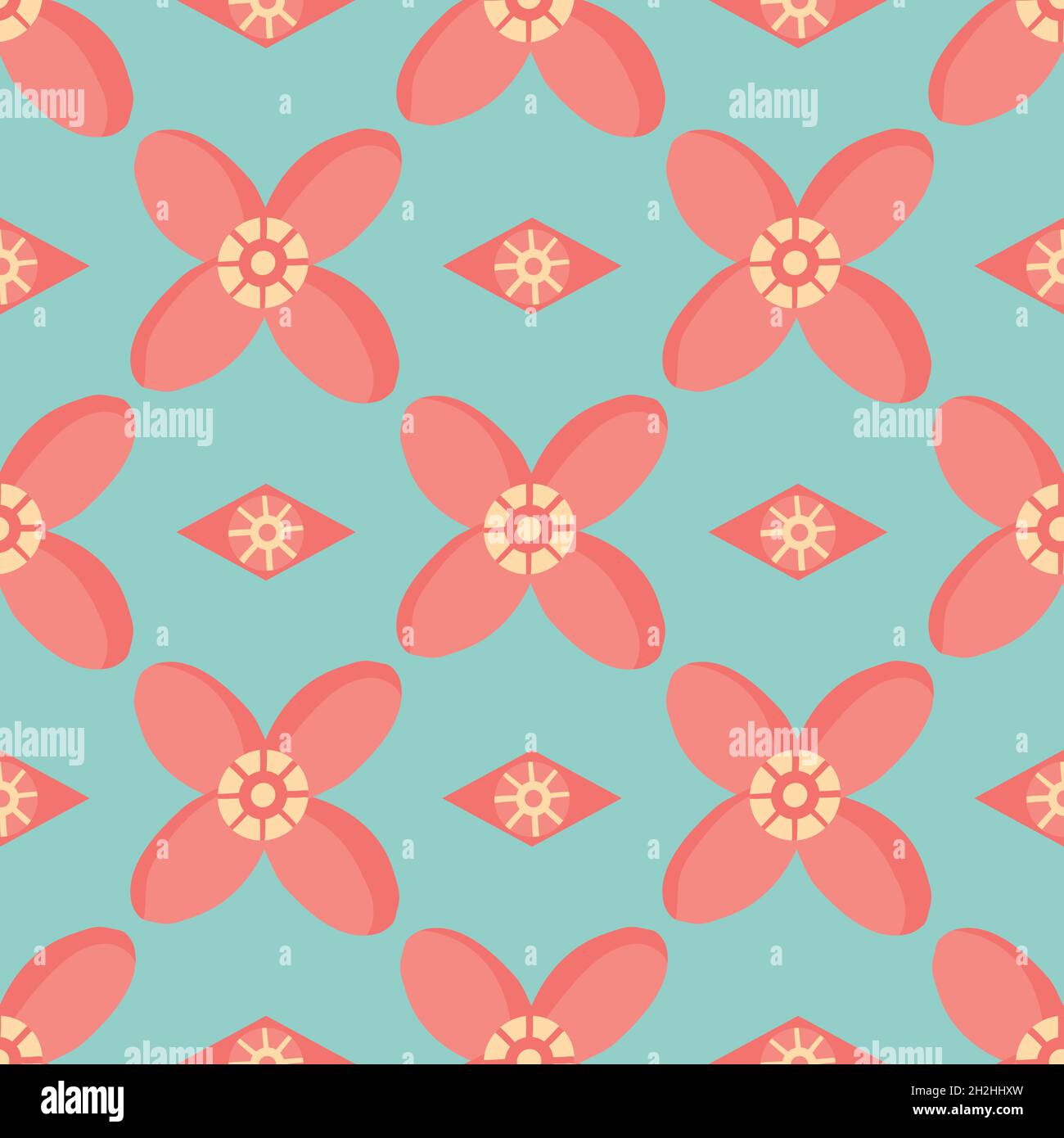 Medieval style stylized flowers and diamonds vector pattern background ...