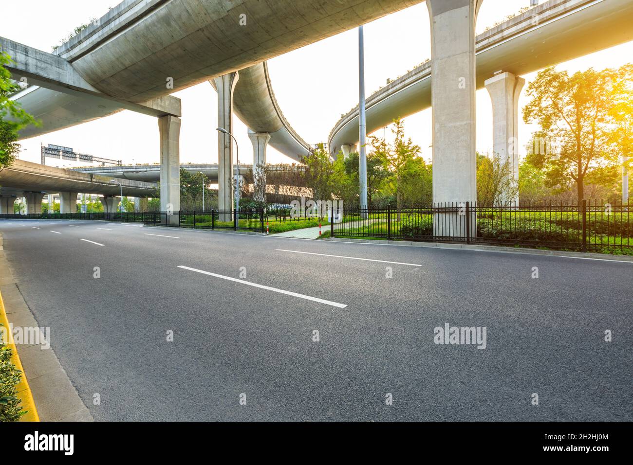 Empty asphalt road and viaduct landscape in Shanghai Stock Photo - Alamy