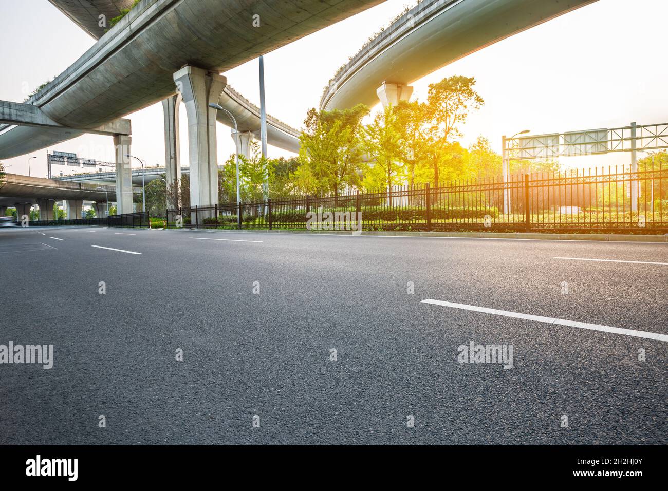 Empty asphalt road and viaduct landscape in Shanghai Stock Photo - Alamy
