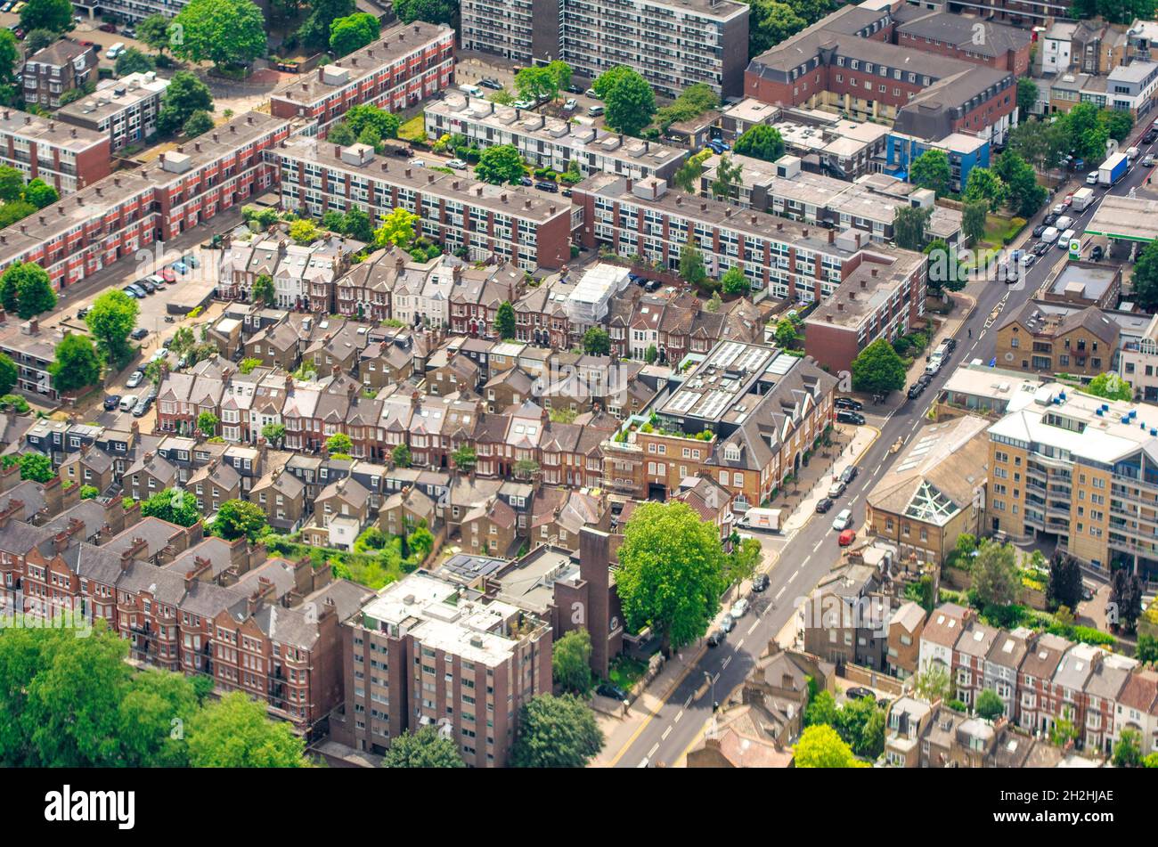 London aerial view from helicopter. City old buildings and park Stock ...