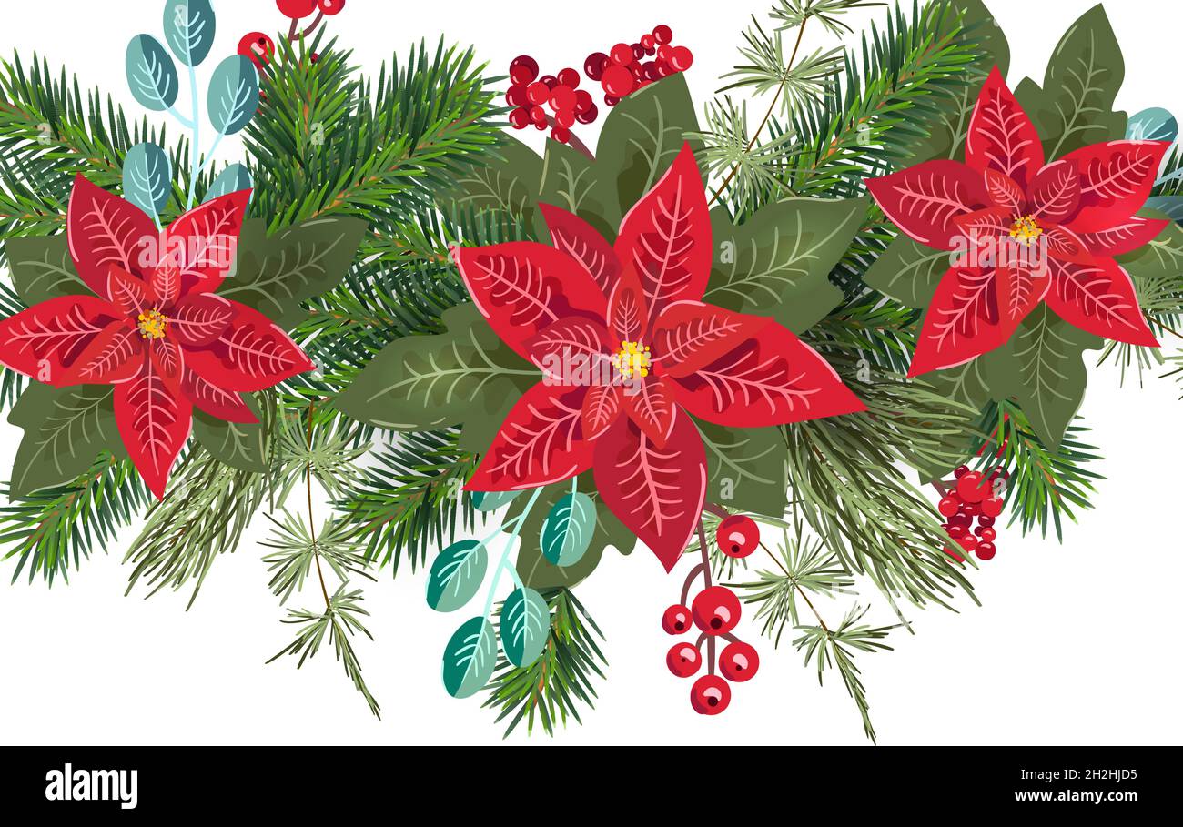Christmas vector floral composition wreath with winter cone branches ...
