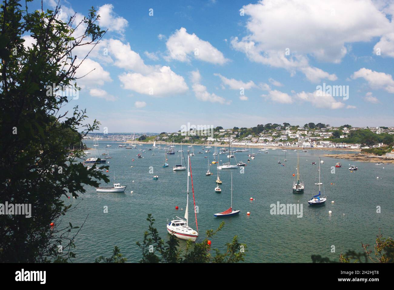 The Percuil River estuary and St. Mawes, with Falmouth in the distance ...
