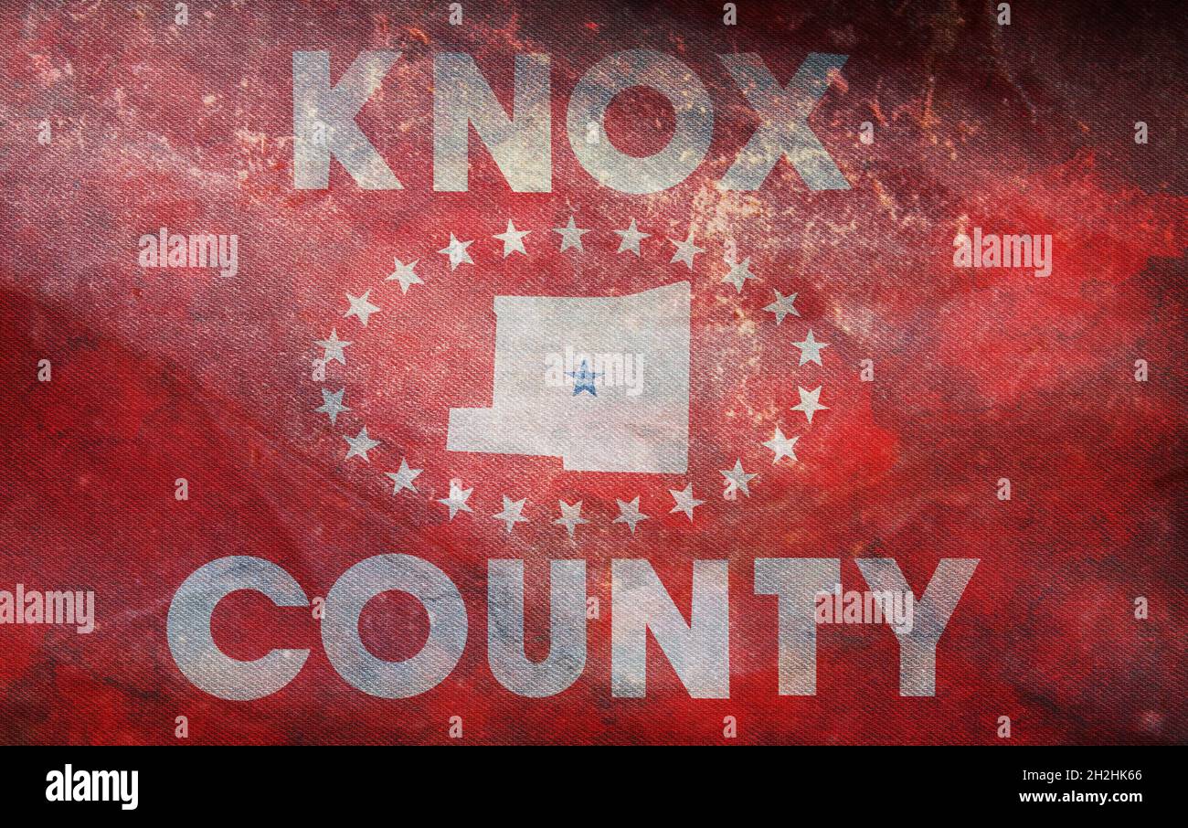 Top view of retro county of Knox, Ohio flag with grunge texture, USA ...