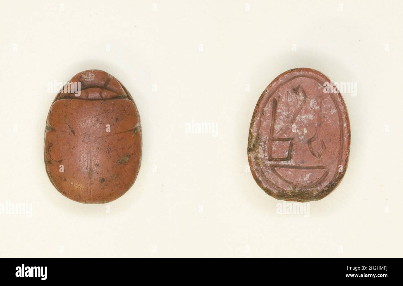 Scarab: Hieroglyphs (Red Crown, nfr- and nb-Signs: Trigramme of Amun ...