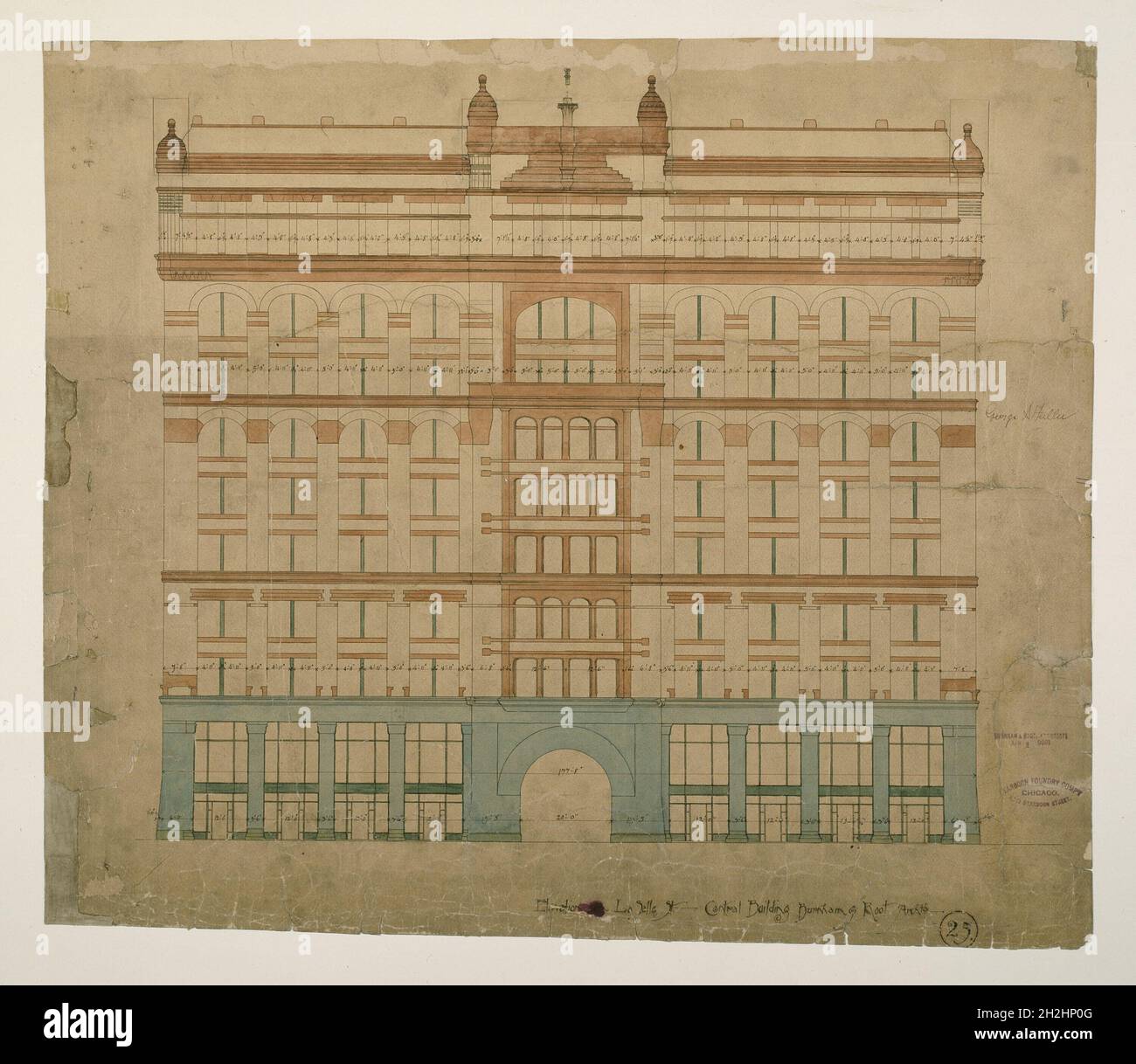 Rookery Building, Chicago, Illinois, LaSalle Street Elevation, 1885/87 ...