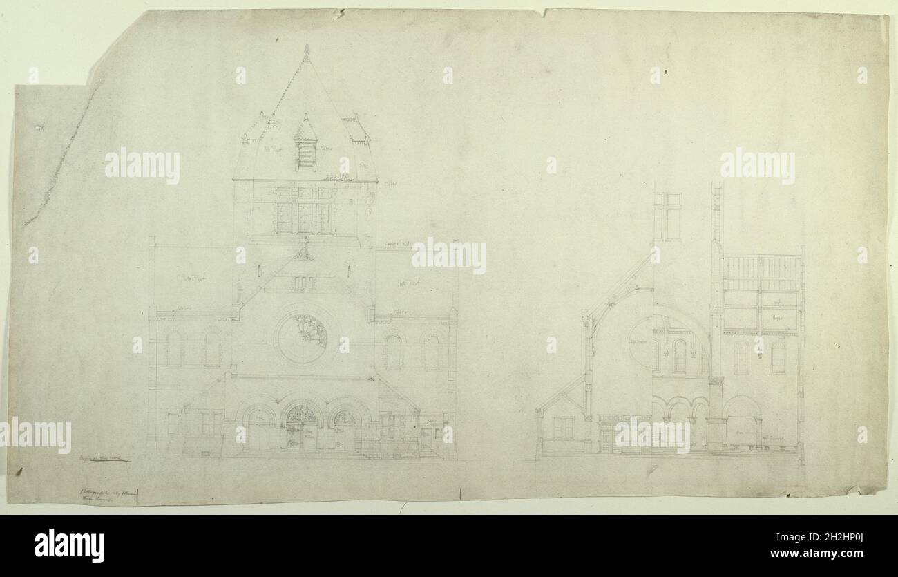 Saint Gabriel's Church, Chicago, Illinois, Elevation and Section, c ...