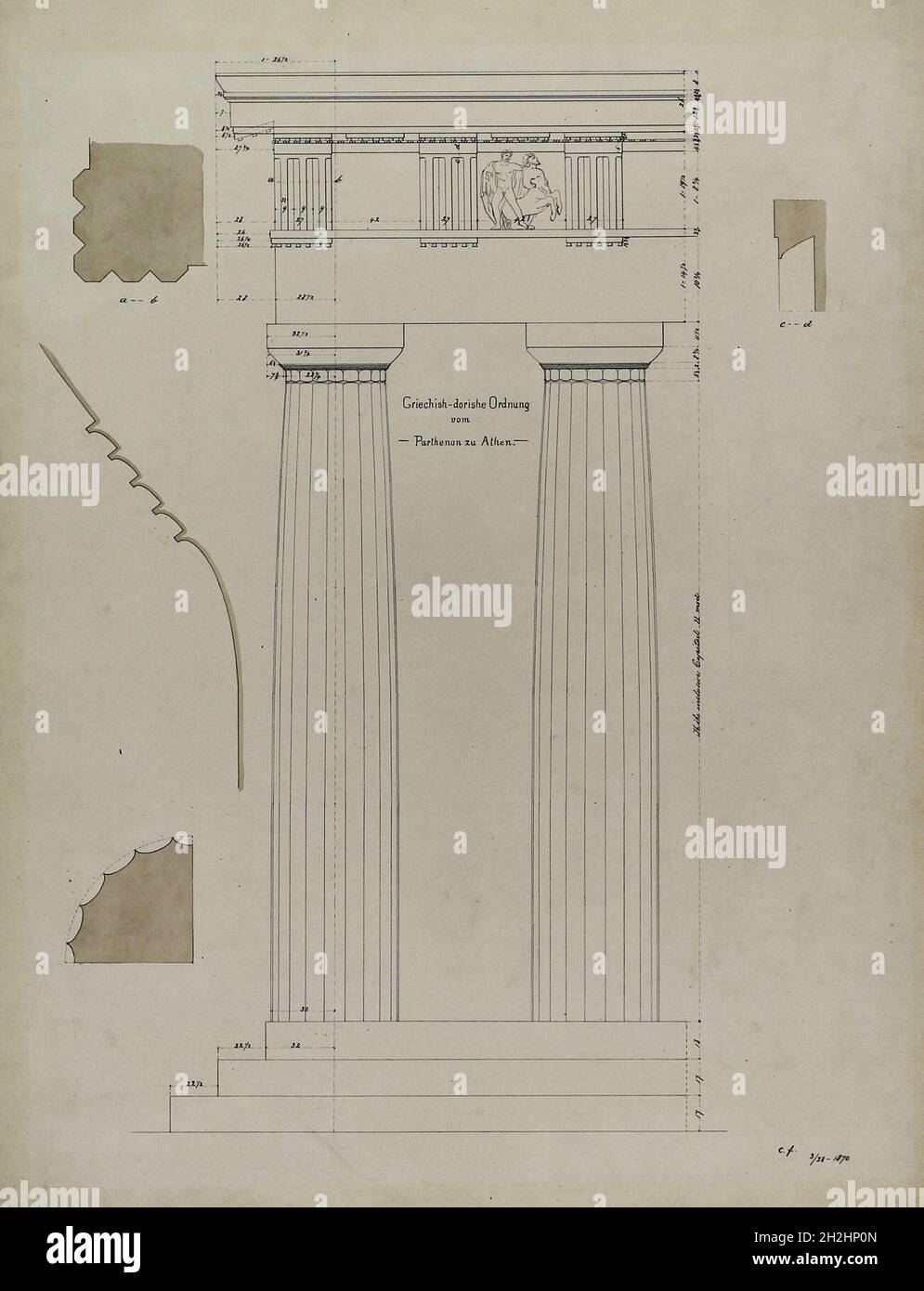 Parthenon Plan And Elevation Diagrams