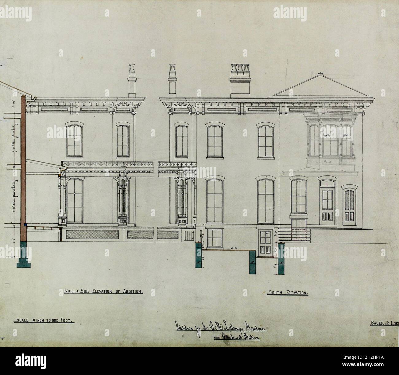 Joseph H. Lathrop House Addition, Elmhurst, Illinois, Elevations and ...