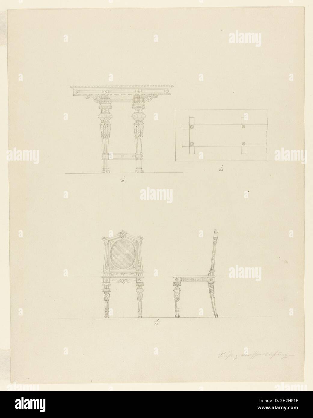 Design Projects, Table and Chair Elevations, c. 1860-1870 Stock Photo ...