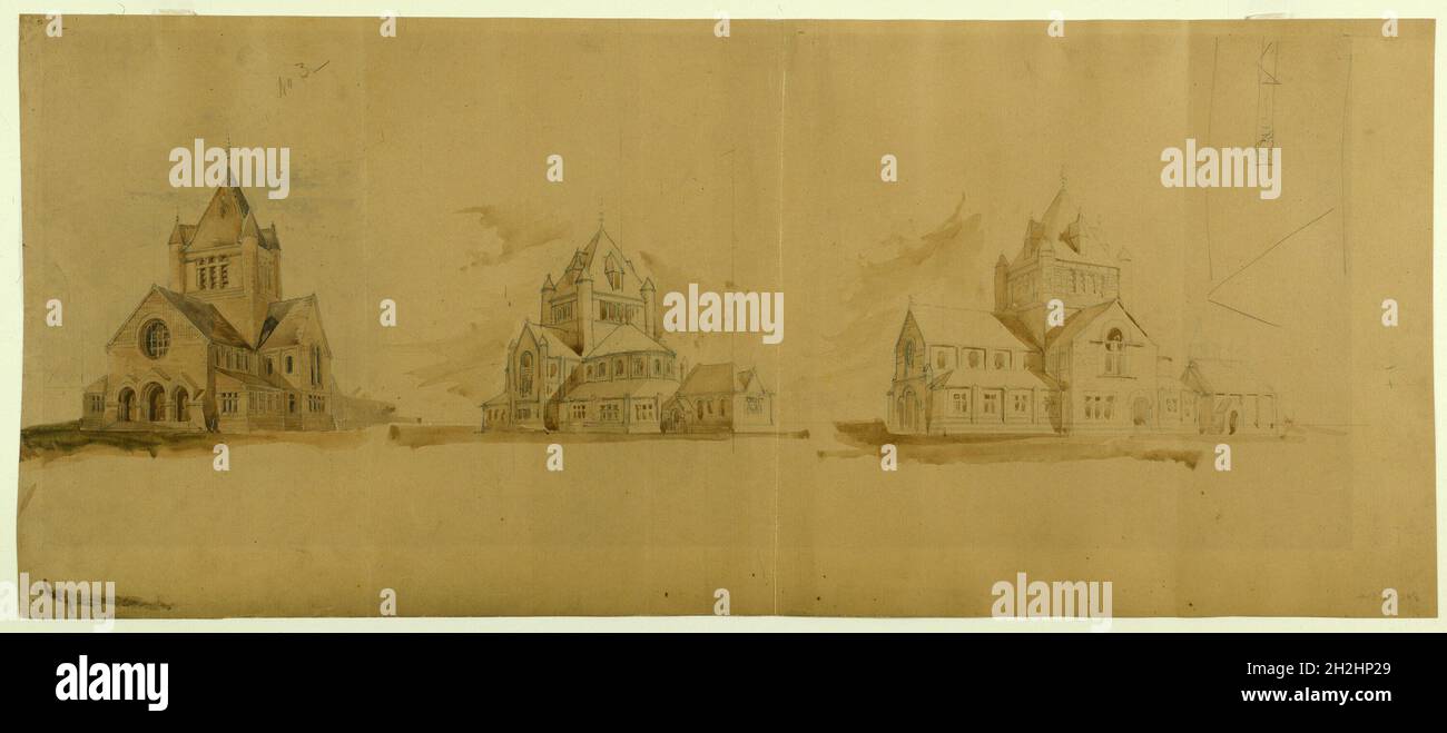 Saint Gabriel's Church, Chicago, Illinois, Perspective Sketches, c ...