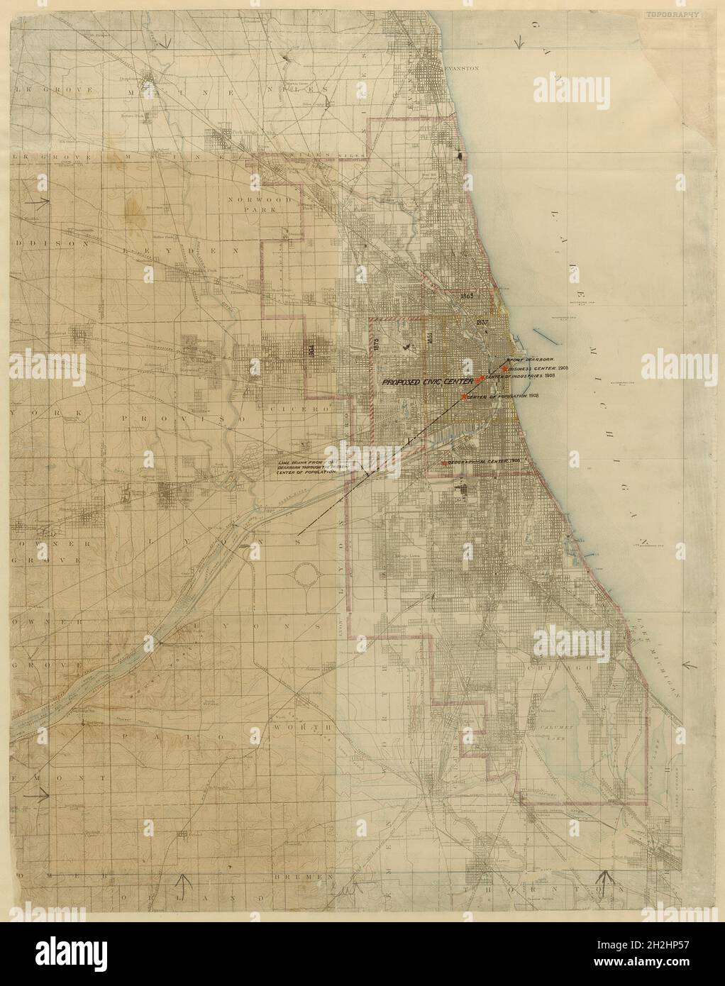 Plan of Chicago, Chicago, Illinois, Diagram Showing City Growth, 1909 ...