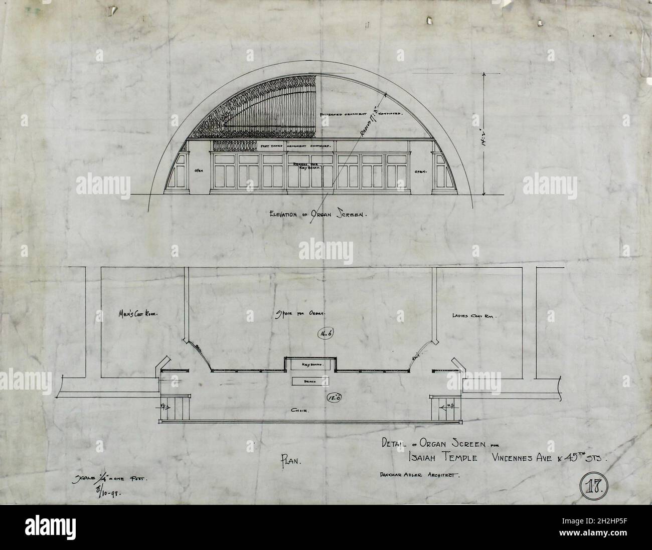 Isaiah Temple, Chicago, Illinois, Organ Screen Plan and Elevation, 08 ...