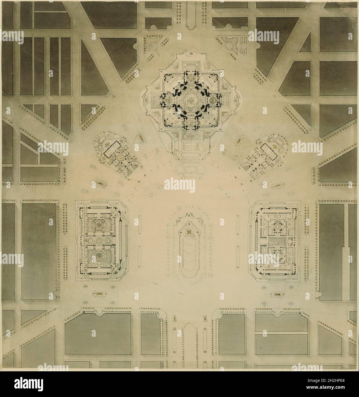 Civic Center, Plan of Chicago, Chicago, Illinois, Site Plan, 1909 Stock ...