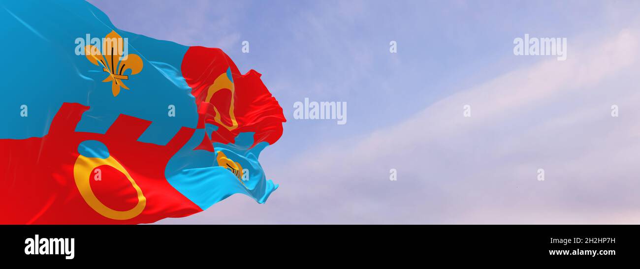 flag of county Montgomery, Maryland , USA at cloudy sky background on ...