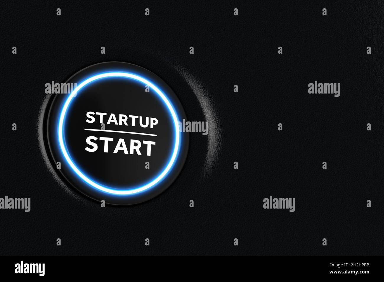 Startup Start Car Engine Button on a Modern Car Dashboard Interior ...